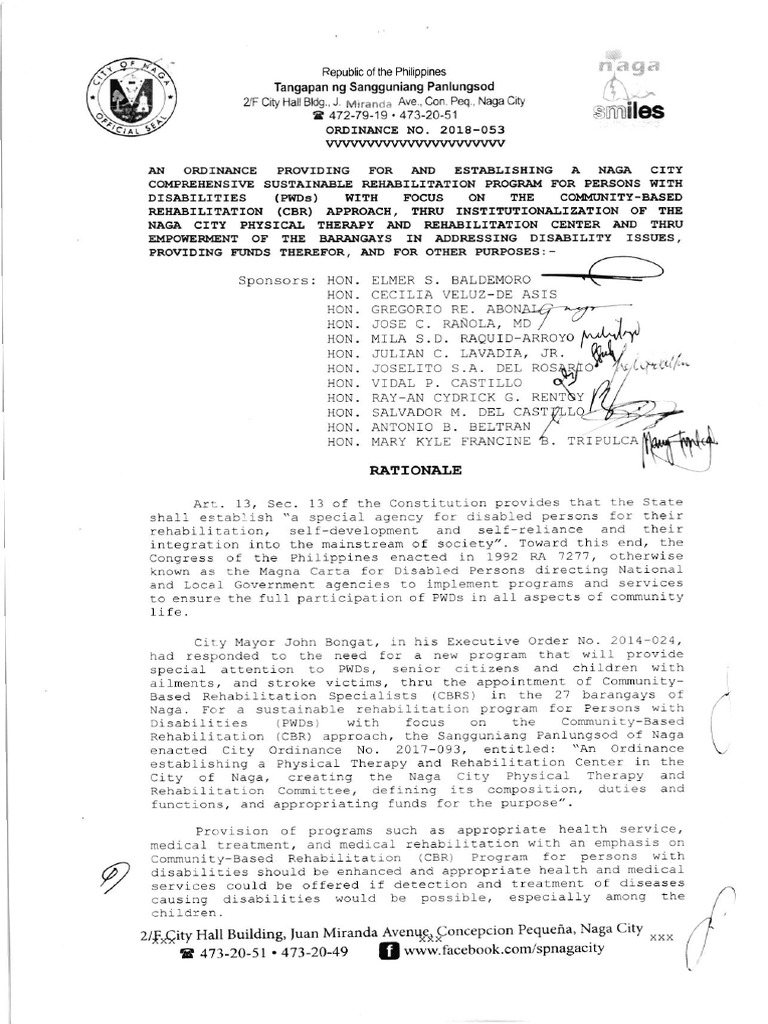 Ord PWD Rehab | PDF | Physical Therapy | Pain