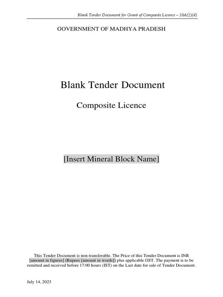 GoMP Phase 11 - Model Tender Document CL - 10a2d - First Attempt Blocks and Second Attempt ...
