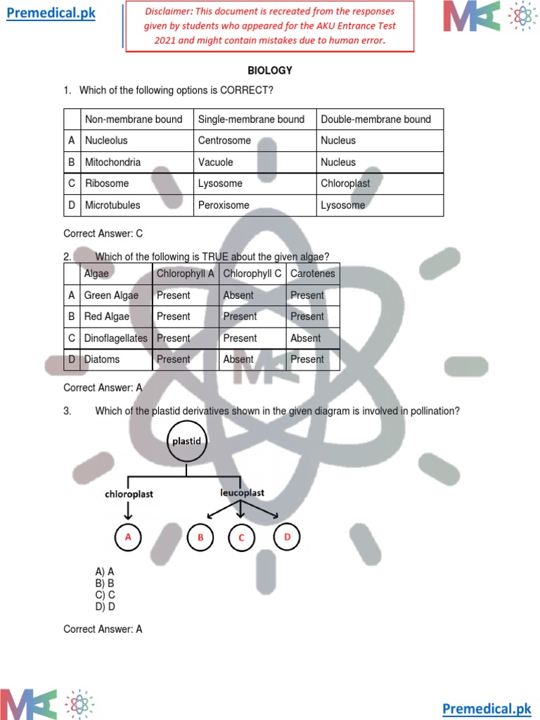 The Aku Recreated Exam 2021 With Key | PDF | Isomer | Acid