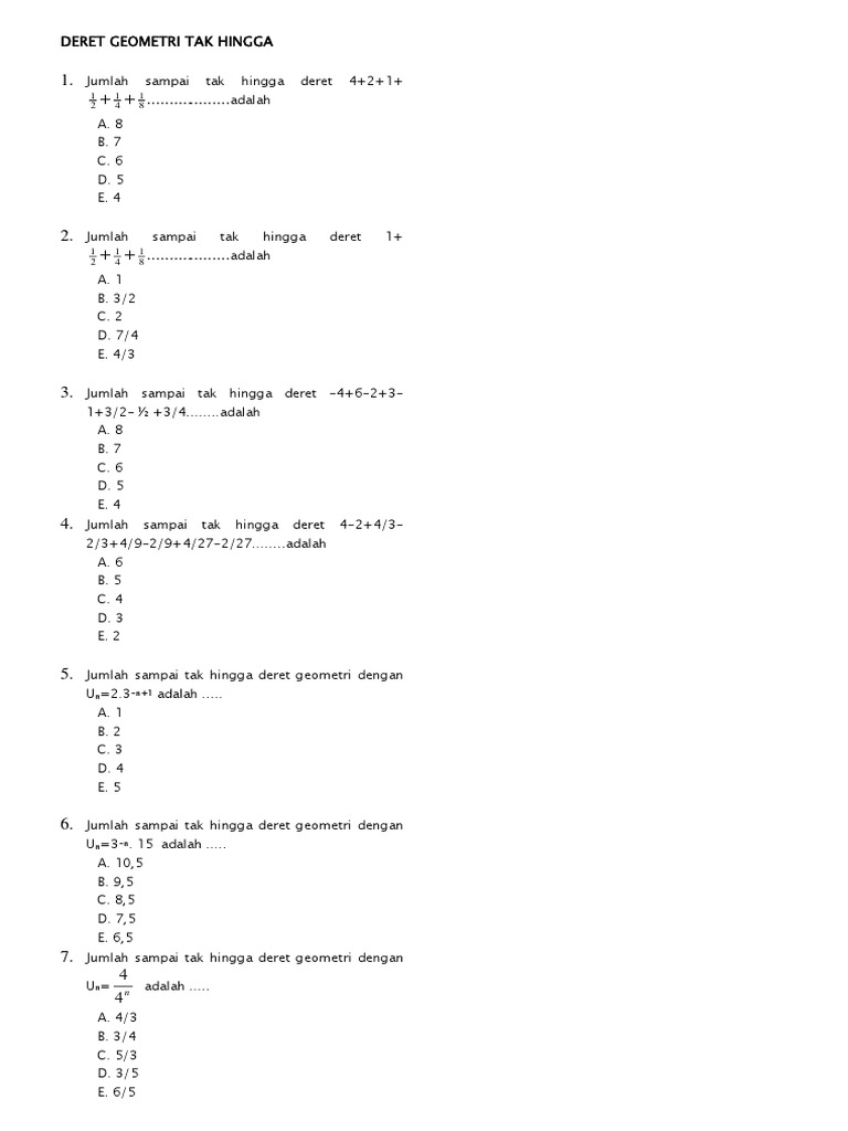 Deret Geometri Tak Hingga | PDF