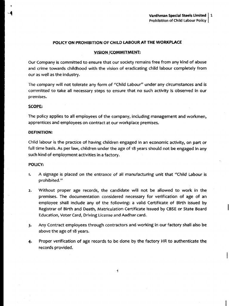 child labour policy | PDF