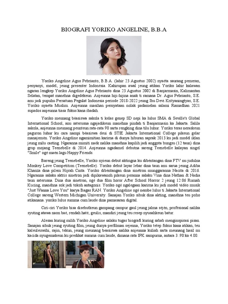 Biografi Yoriko Angeline | PDF