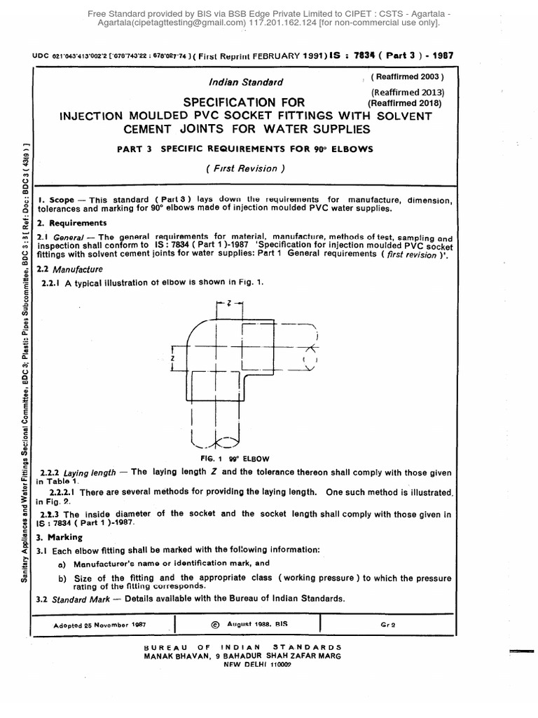 Specification FOR Injection Moulded PVC Socket Fittings With Solvent ...