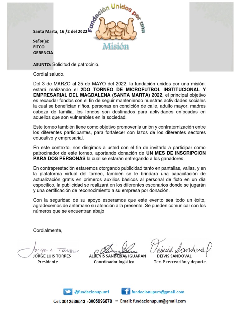 Carta de Patrocinio | PDF