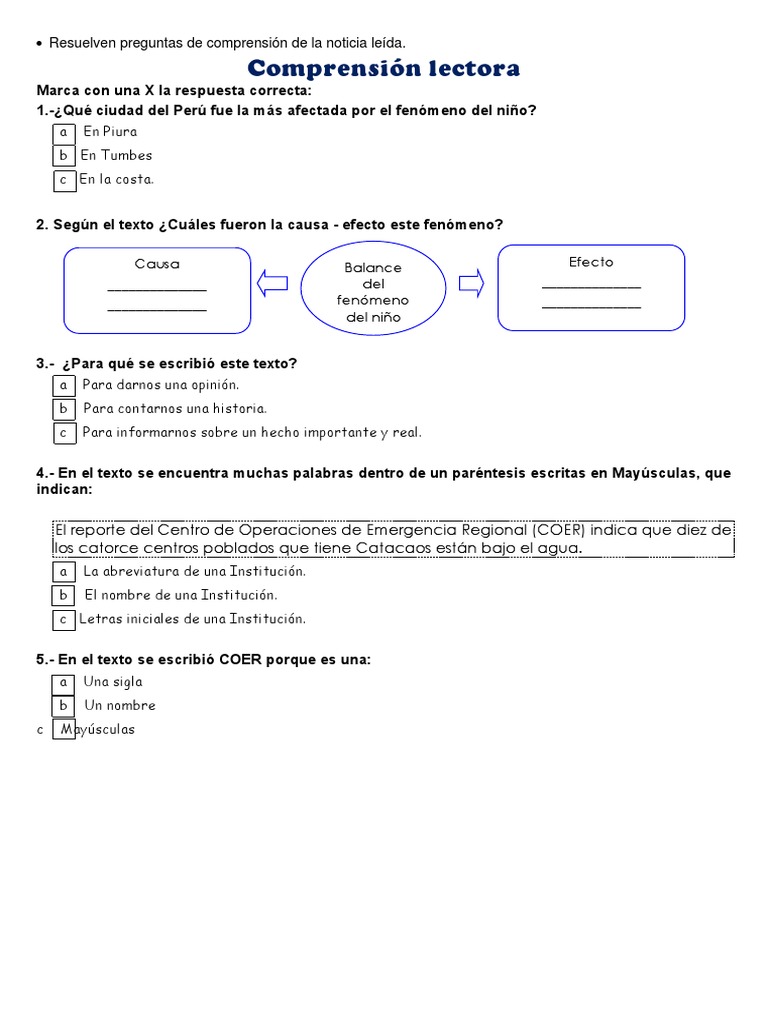 Resuelven Preguntas de Comprensión de La Noticia Leída | PDF