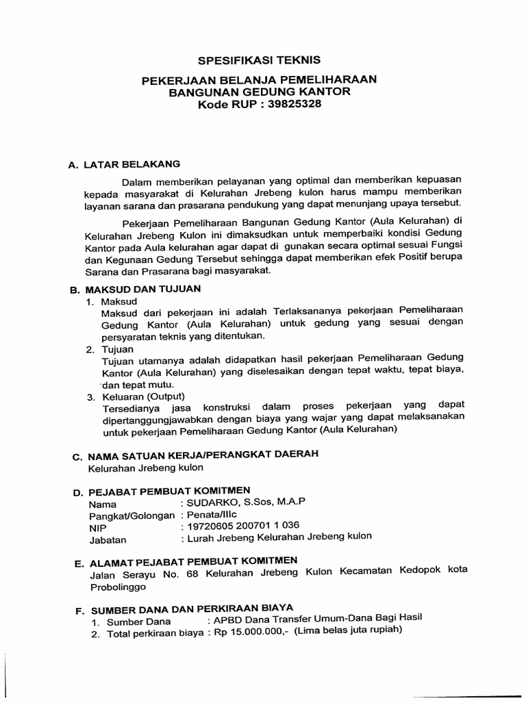 3- SPESIFIKASI TEKNIS PEMELIHARAAN | PDF