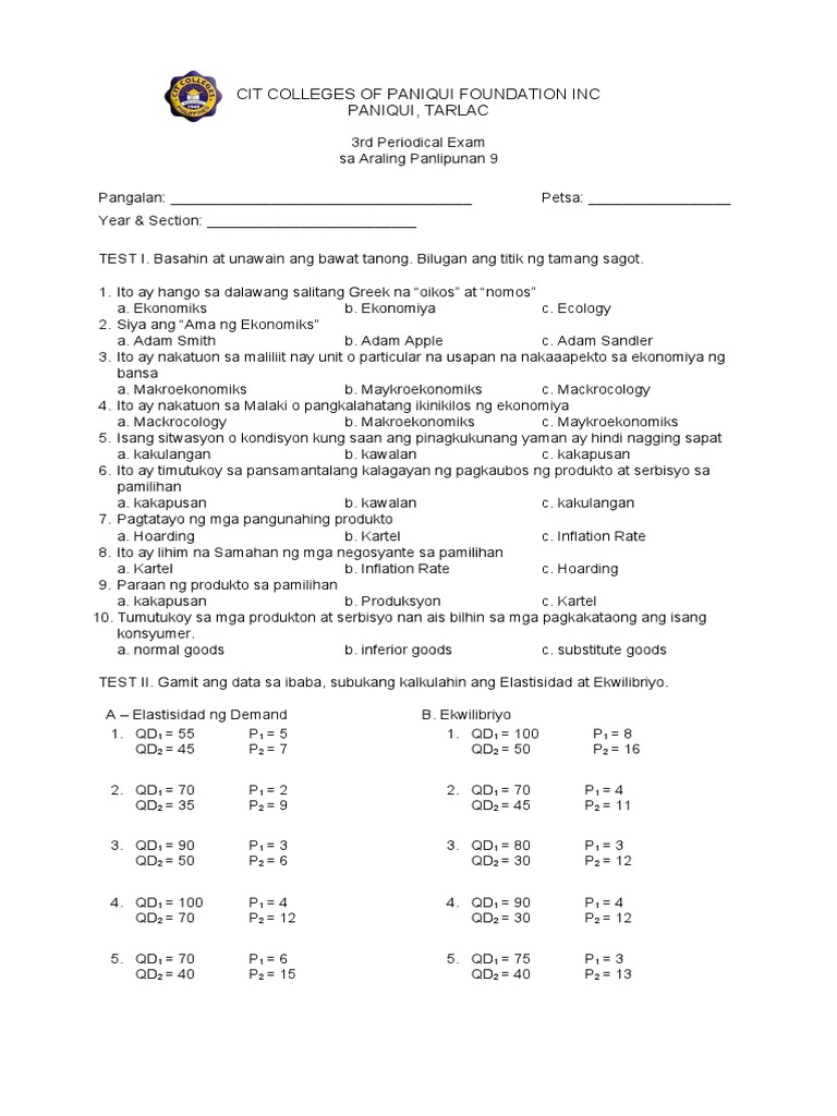 Grade 9 AP 4th Periodical PDF