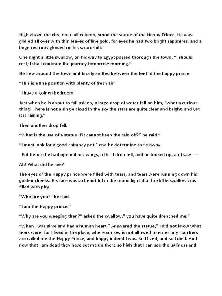 The Happy Prince | PDF | The Happy Prince And Other Tales