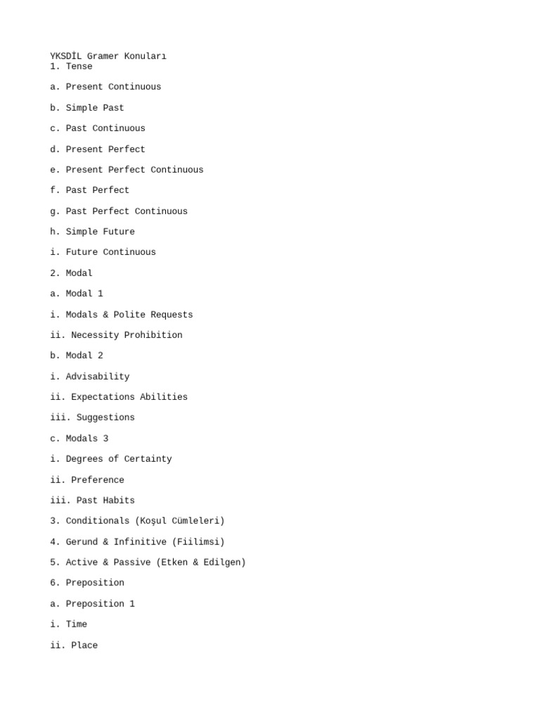 YKSDİL Gramer Konuları | PDF | Foreign Language Studies