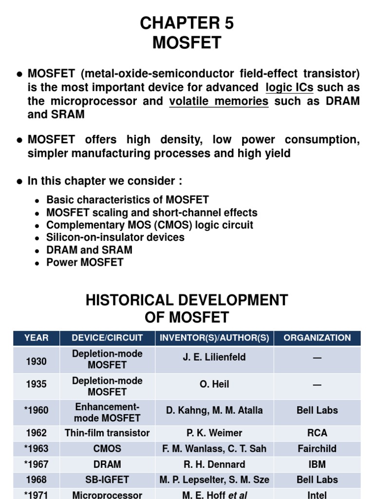 MOSFET Chapter - 5 | Download Free PDF | Mosfet | Field Effect Transistor