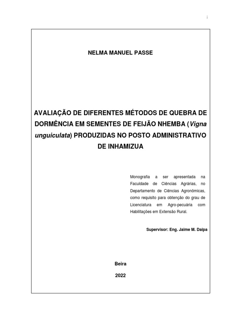 Monografia Nelma Org1 | PDF | Agricultura | Método científico