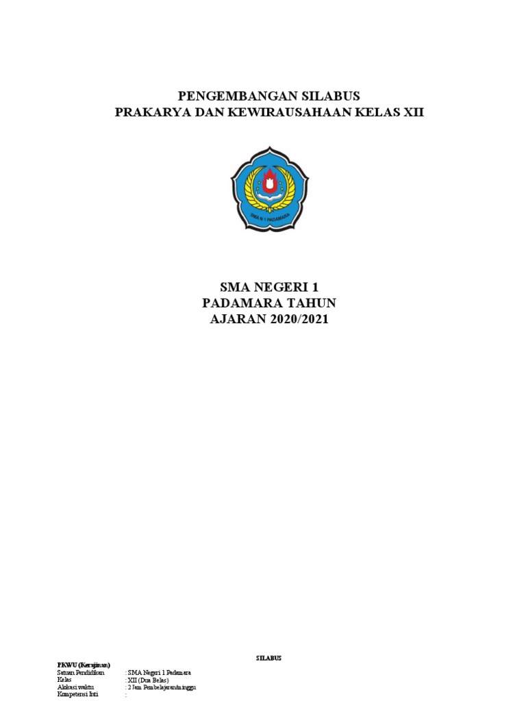 Silabus PKWU Kelas XII SMA 2020/2021 | PDF