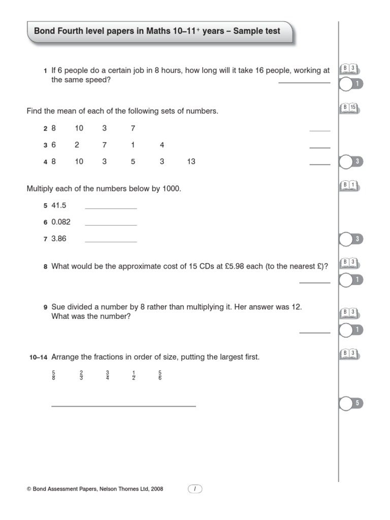 Bond 11+ Maths Sample Test Papers | PDF