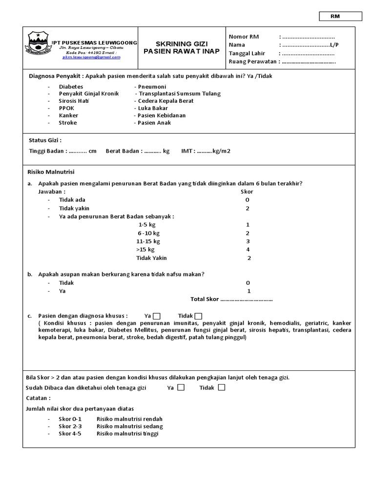 Form Skrining Gizi Baru | PDF