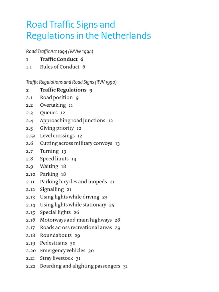 Uk - Road Traffic Signs and Regulations in The Netherlands EDIT | PDF ...