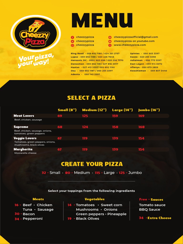 Cheezzy Pizza Online Menu Dec 22 | PDF | Hamburgers | Pizza