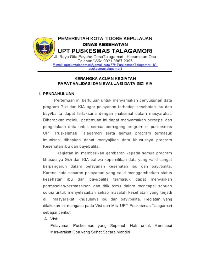 Kak Validasi Dan Evaluasi Data Gizi Kia | PDF