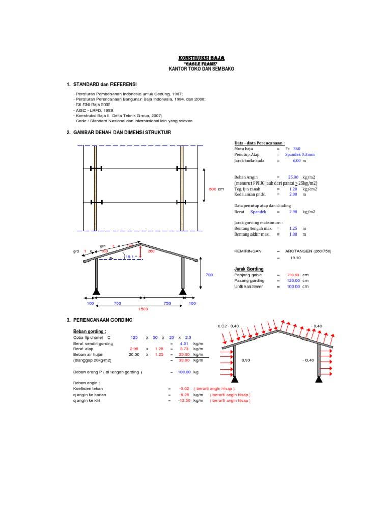 Gable Frame Dengan Sap 2000 | PDF