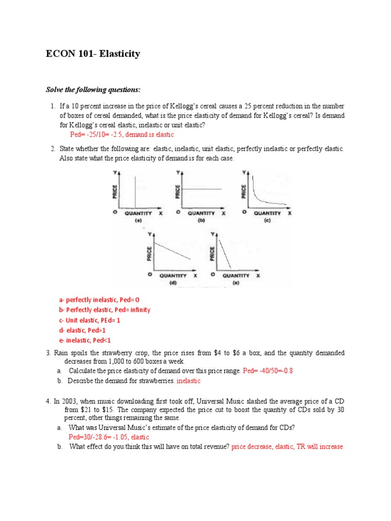 ECON 101 - Chap. 4 - Elasticity Problems | PDF | Price Elasticity Of ... ECON 101 - Chap. 4 - Elasticity Problems | PDF | Price Elasticity Of ...