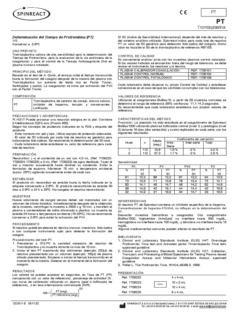 Tp-Inserto Lote 620B | PDF | Coagulación | Macromoléculas