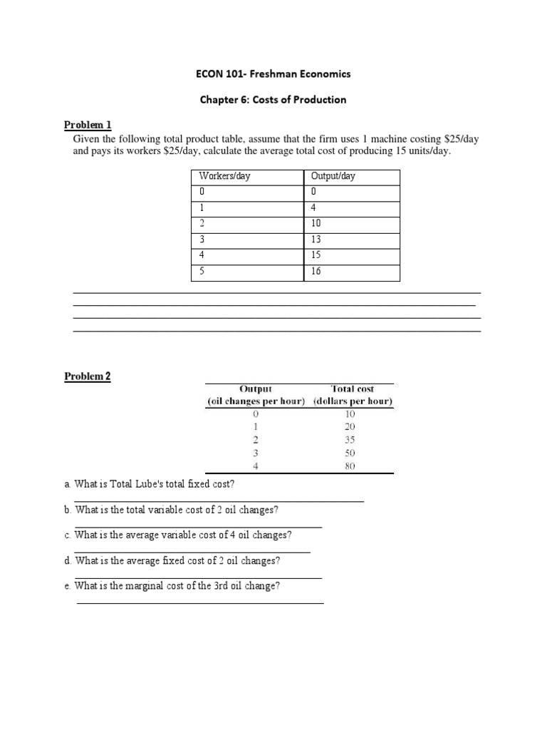 ECON 101 - Chap. 5 - Costs of Production | PDF | Marginal Cost | Profit ... ECON 101 - Chap. 5 - Costs of Production | PDF | Marginal Cost | Profit ...