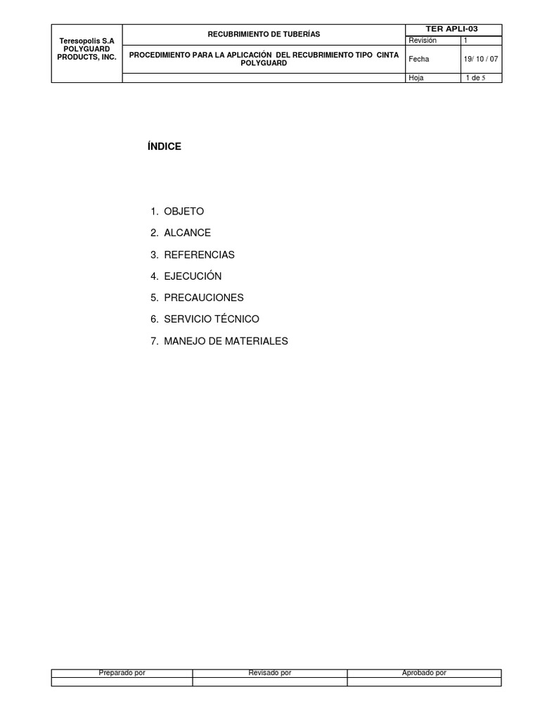 Procedimiento Cinta Polyguard | Descargar gratis PDF | Revestimiento ...