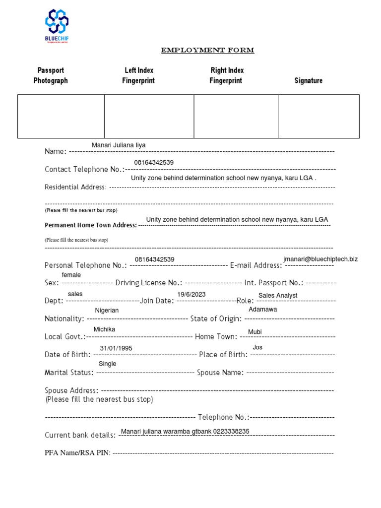 Employment Form Up Wole | PDF | Background Check | Justice
