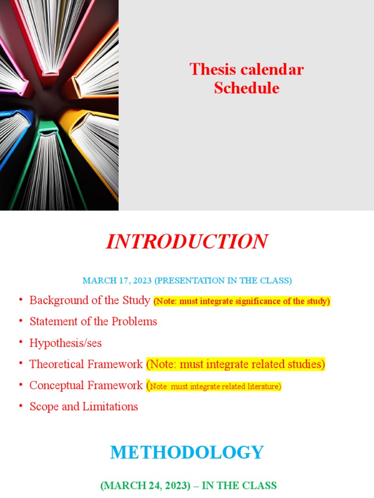 Thesis Calendar Schedule | PDF