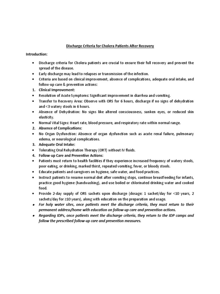Discharge Criteria-Revised | PDF