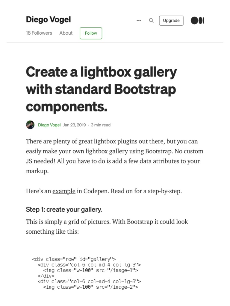 Bootstrap Lightbox Gallery Guide | PDF | Software | Computer Programming