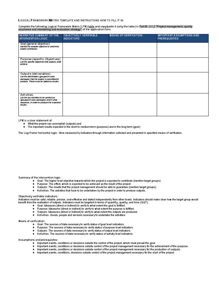 2023 CBHE - Logical Framework Matrix Table | PDF | Project Management ...