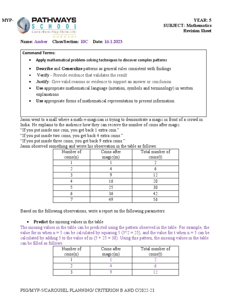 Math Pattern Task 16th | PDF | Mathematics | Numbers