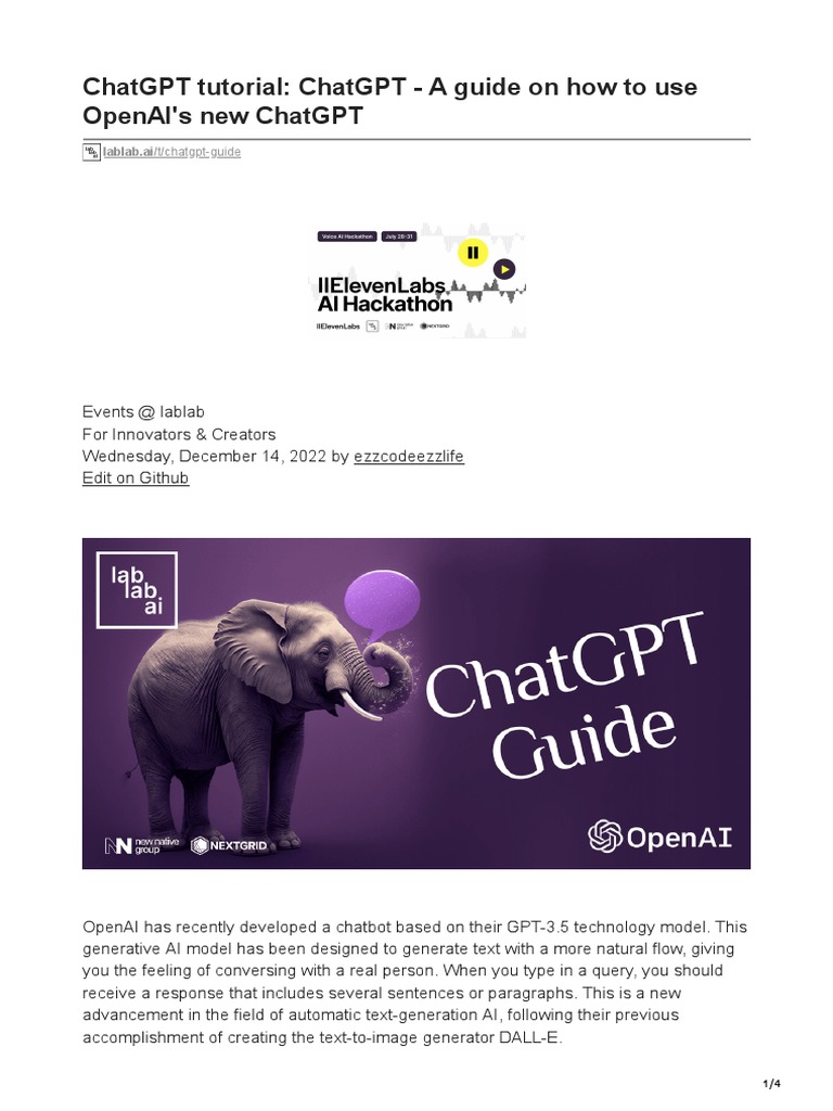 ChatGPT Tutorial ChatGPT - A Guide On How To Use OpenAIs New ChatGPT | Download Free PDF ...