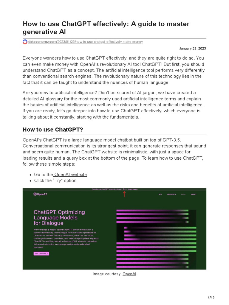 How To Use ChatGPT Effectively A Guide To Master Generative AI | PDF | Artificial Intelligence ...