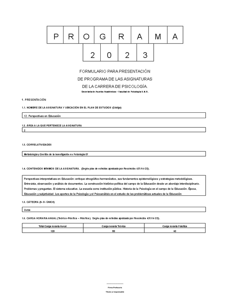 Programa 2023 Perspectivas en Educ 27 de Febrero | PDF | Sicología | Psicoanálisis