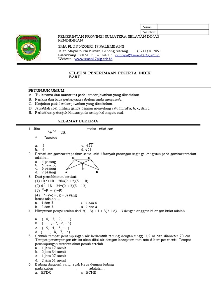 Soal PPDB MTK | PDF