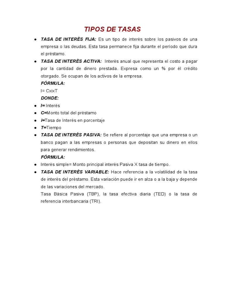 Tipos de Tasas | PDF