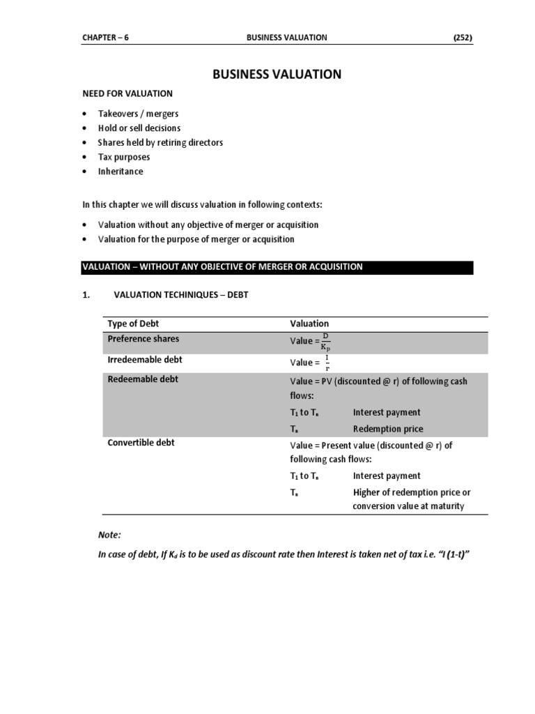Chap 6 - Business Valuation | PDF | Valuation (Finance) | Business ...
