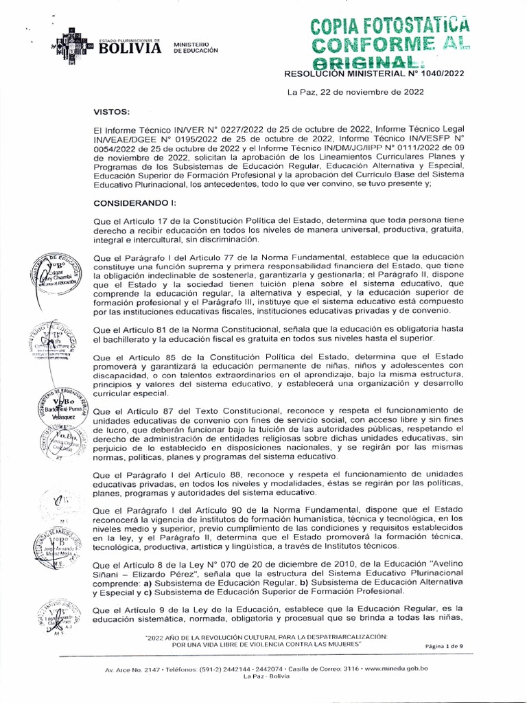 RM 1040 2023 | PDF | Plan de estudios | Educación más alta