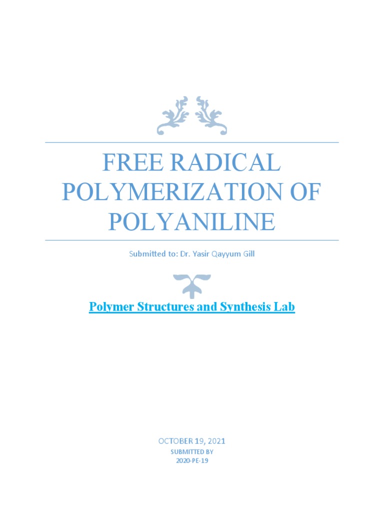 Free Radical Polymerization of Polyaniline | PDF | Polymers ...