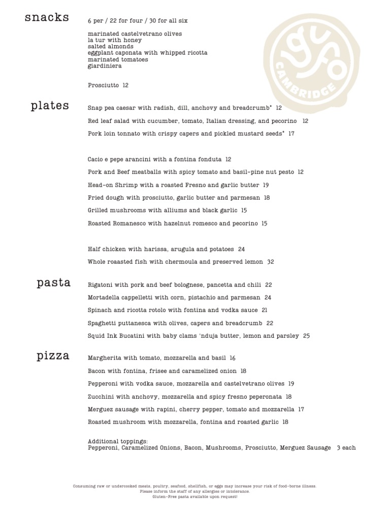 Gufo Menu | PDF | Sausage | Pickling