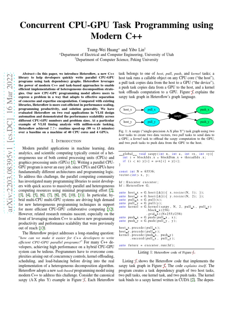 Concurrent Cpu Gpu Task Programming Using Modern C Tsung Wei Huang