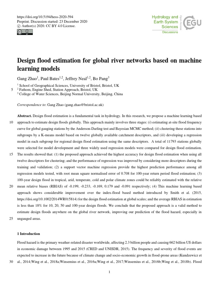Design Flood Estimation For Global River Networks Pdf Flood