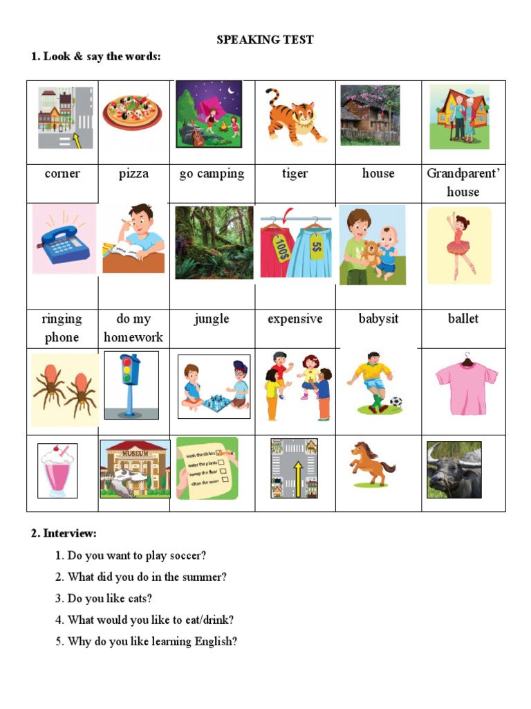 Grade 5 Speaking Test Guide | PDF