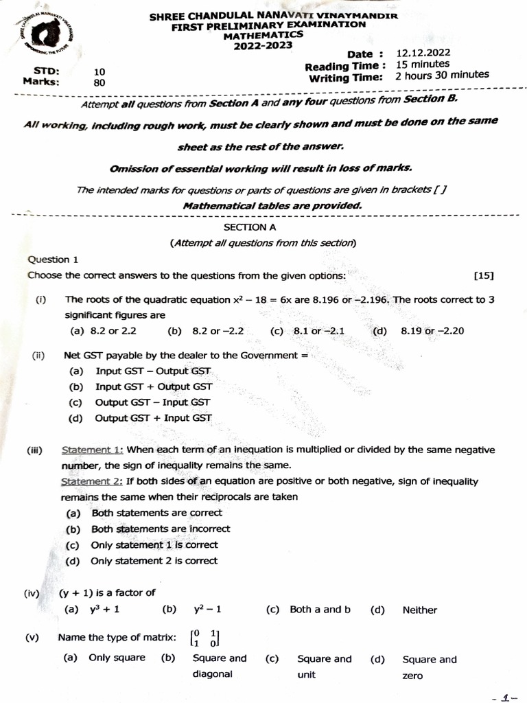 2023 - SCNV Prelim01 | PDF | Mathematical Concepts | Euclidean Plane ...