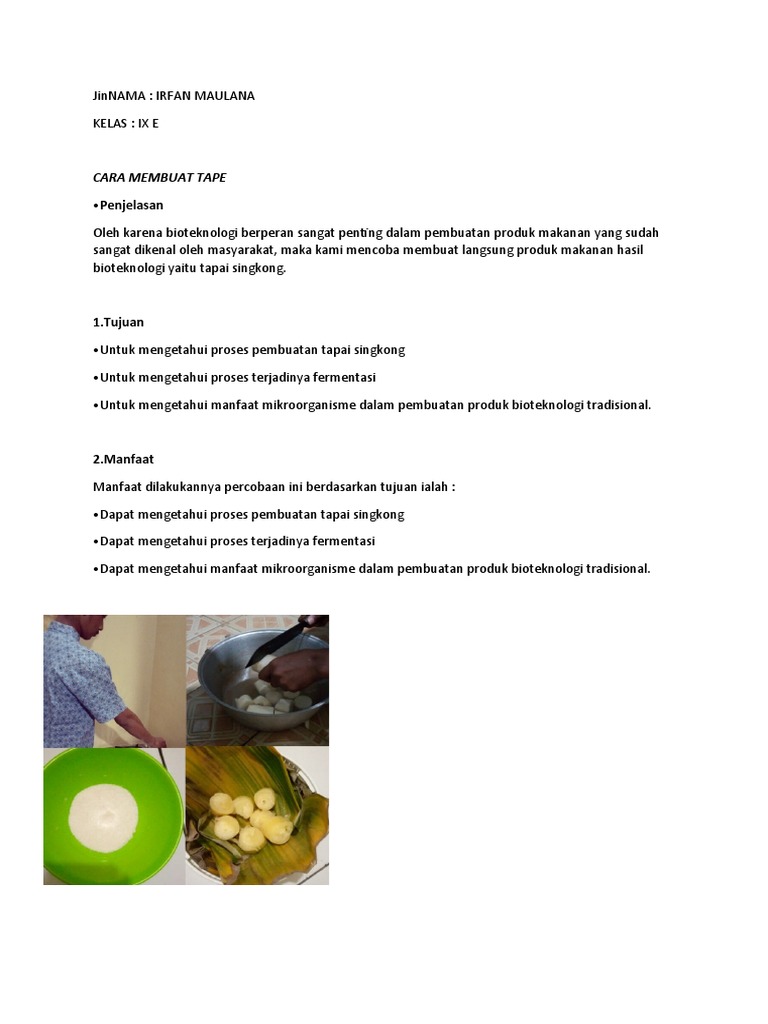 Proses Pembuatan Tapai Singkong | PDF