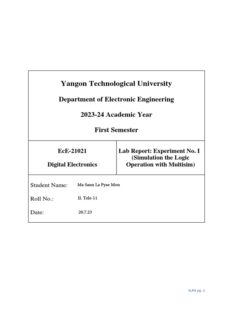 Digital Lab Sheet To Submit | PDF | Logic Gate | Mathematical Logic