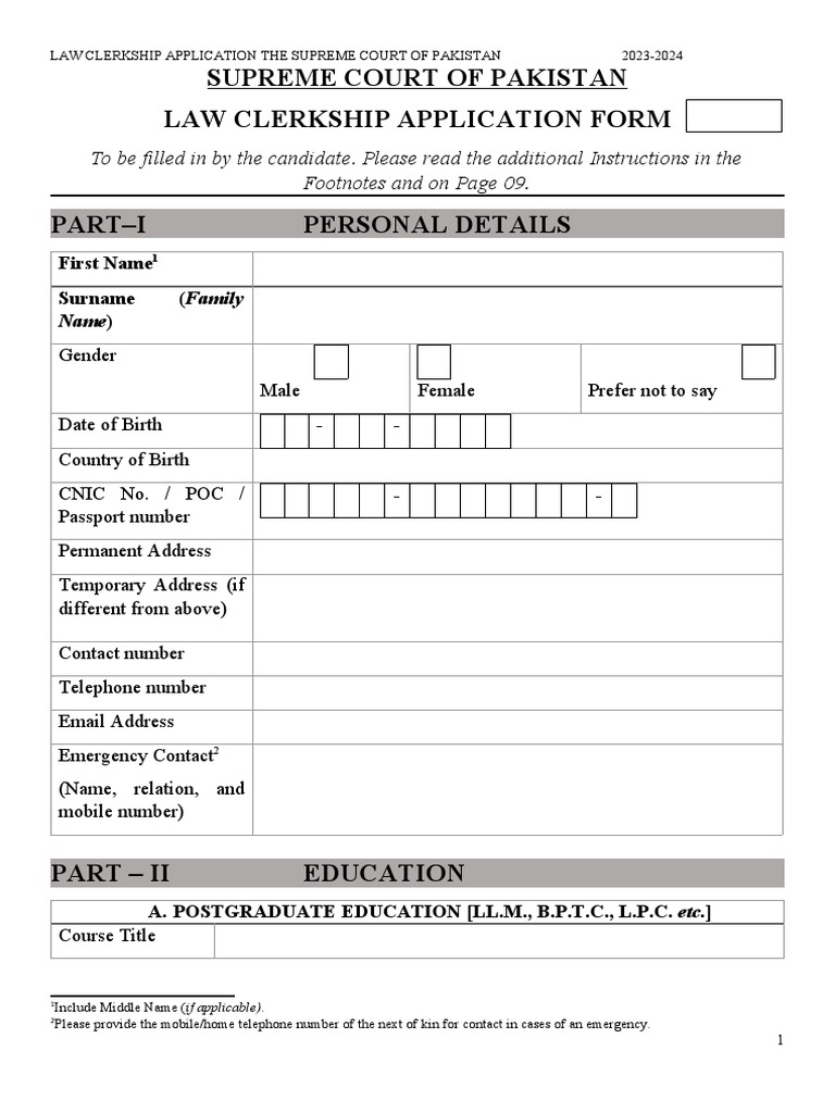 Law Clerkship Application Form | PDF | Advocate | Law Clerk