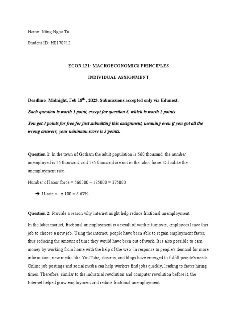 Individual Assignment 1 | PDF | Unemployment | Employment