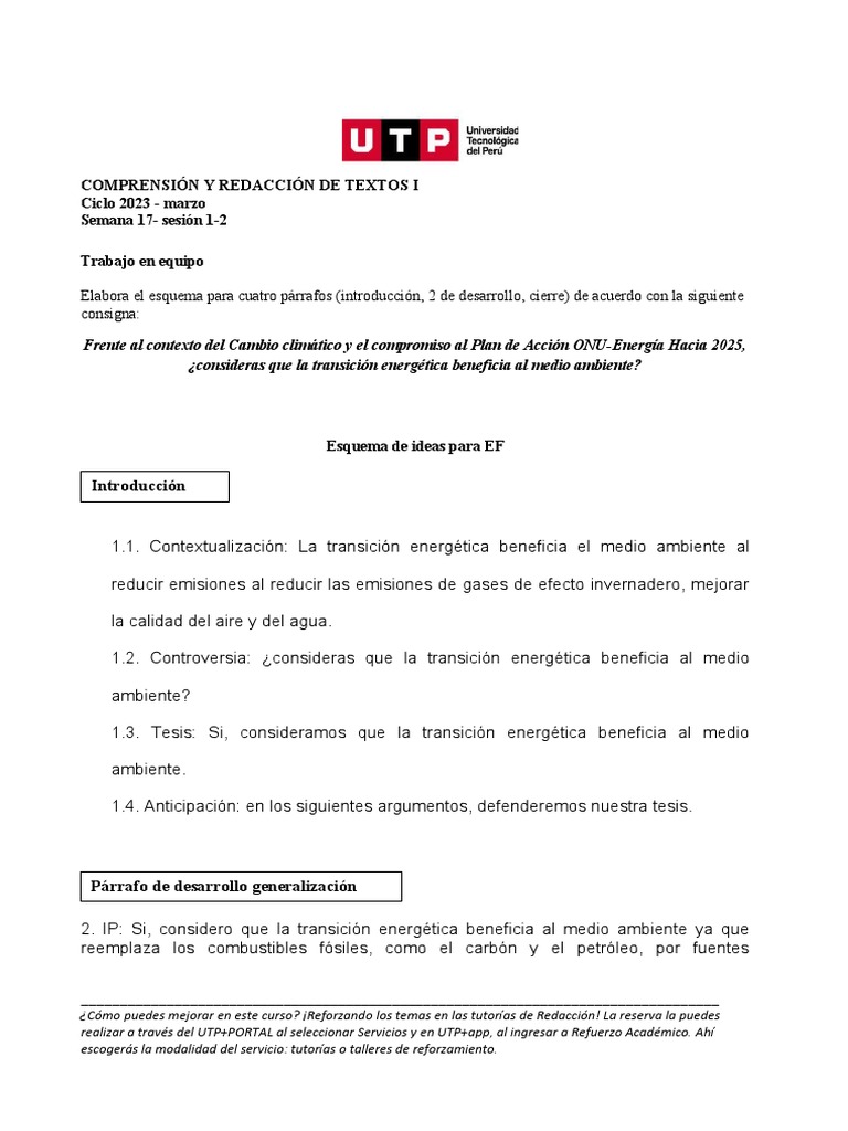 S17.s1-s2 Esquema para Examen Final 2023 Marzo 1 | PDF | Energía renovable | Gases de efecto ...